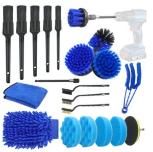 21pcs car detailing brush set, car detailing kit, auto detailing drill brush set, car detailing brushes, car wash kit for vehicles, car cleaning tools kit for interior,exterior, wheels, dashboard