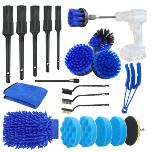 21PCS Car Detailing Brush Set, Car Detailing kit, Auto Detailing Drill Brush Set, Car Detailing Brushes, Car Wash Kit for Vehicles, Car Cleaning Tools Kit for Interior,Exterior, Wheels, Dashboard