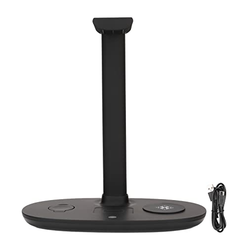 B-15A 4 in 1 Wireless Charger Headphone Stand, Wireless Charger Headphone Charging Hanger, 15W Fast Charge Detachable for iOS Series Wireless Charging Devices