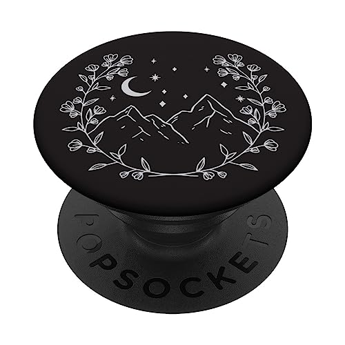 Ghost White - Boho Floral Moon Mountain PopSockets Swappable PopGrip