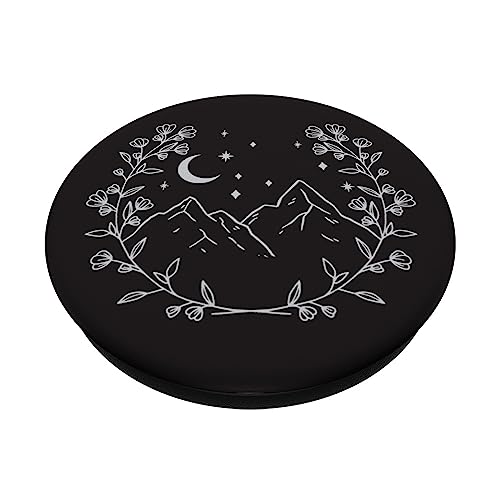 Ghost White - Boho Floral Moon Mountain PopSockets Swappable PopGrip