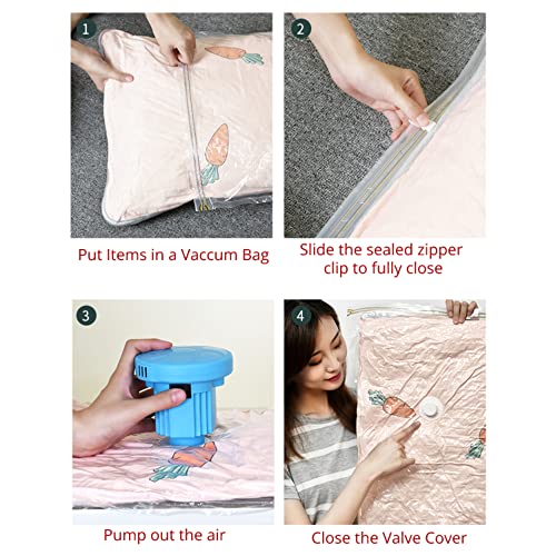 Vacuum Storage Bags (6 Jumbo) with Hand Pump | 40"x32" Vacuum Sealer Bags Clothes | Compression Bags for Travel | Space Saver Vacuum Storage Bags | Blanket Storage Bags | Clothing Storage