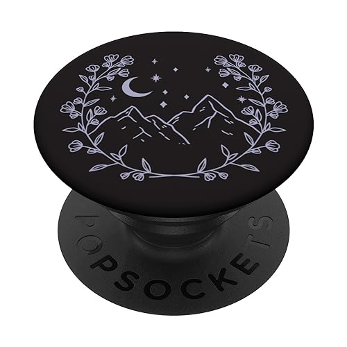 Purple-Lavender - Boho Floral Moon Mountain PopSockets Standard PopGrip