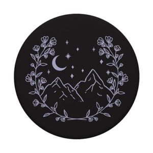 Purple-Lavender - Boho Floral Moon Mountain PopSockets Standard PopGrip