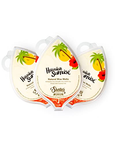 Shortie's Candle Company Hawaiian Sunrise Natural Soy Wax Melts 3 Pack - 3 Highly Scented 3 Oz. Bars - Made with 100% Soy and Essential Fragrance Oils - Phthalate & Paraffin Free, Vegan, Non-Toxic