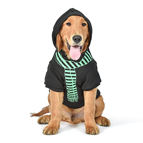 Harry Potter Slytherin Pet Hoodie with Faux Scarf - Medium | Harry Potter Accessories for Dogs | Harry Potter Dog Accessories for Hogwarts Houses, Slytherin Black