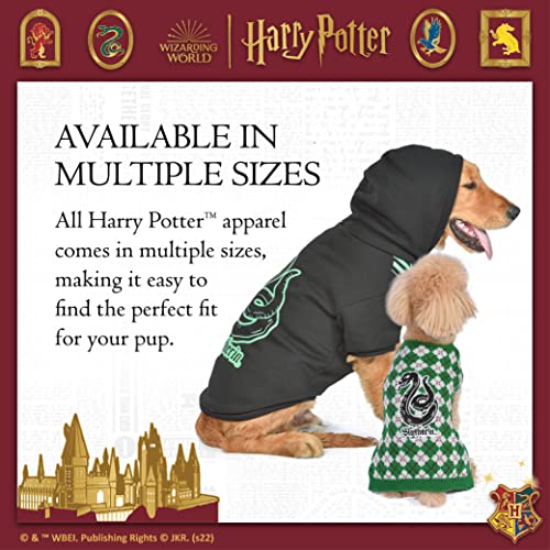 Harry Potter Slytherin Pet Hoodie with Faux Scarf - Medium | Harry Potter Accessories for Dogs | Harry Potter Dog Accessories for Hogwarts Houses, Slytherin Black