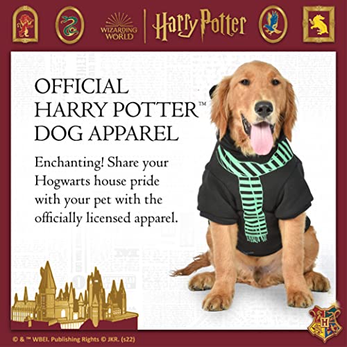 Harry Potter Slytherin Pet Hoodie with Faux Scarf - Medium | Harry Potter Accessories for Dogs | Harry Potter Dog Accessories for Hogwarts Houses, Slytherin Black