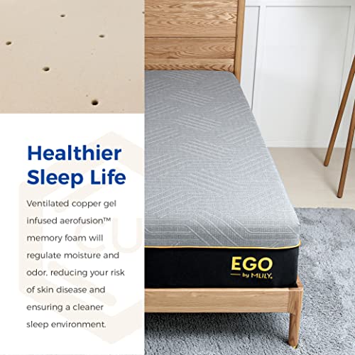 MLILY EGO Copper King Memory Foam Mattress 12 Inch, Copper Gel Infused Mattress Bed in A Box CertiPUR-US Certified Made in USA, Medium Plush, 76”x80”x10”, Darkgray