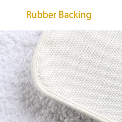 White Bathroom Rugs Mat 32x20 Inch, White Bath Mats for Bathroom Non Slip, Ultra Soft Washable Cute and Super Absorbent Bath Rugs for Tub, Shower (White, 20x32)