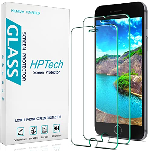 HPTech (2 Pack) Tempered Glass for iPhone SE 3, SE 2022, iPhone SE 2, SE 2020 Screen Protector, Anti Scratch, Bubble Free, Case Friendly