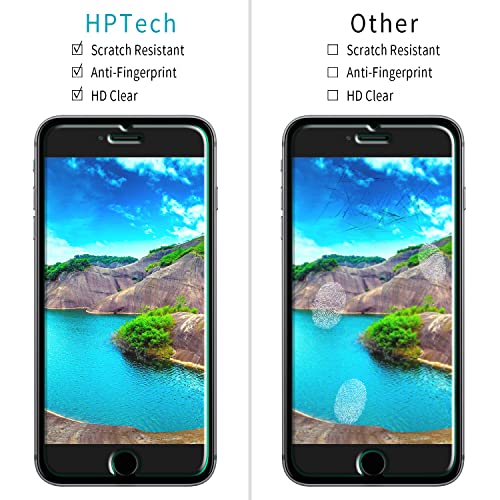 HPTech (2 Pack) Tempered Glass for iPhone SE 3, SE 2022, iPhone SE 2, SE 2020 Screen Protector, Anti Scratch, Bubble Free, Case Friendly