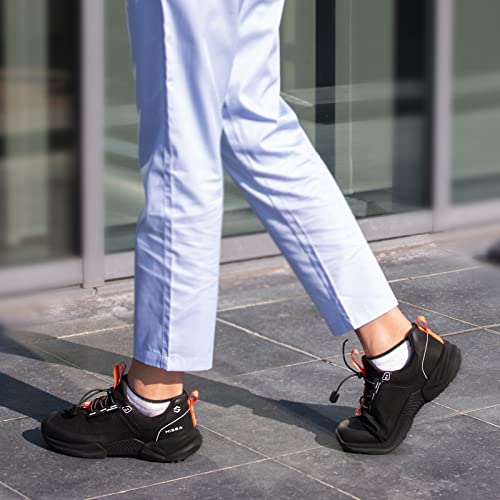 HISEA Women's Non-Slip Work Shoes Slip Resistant Nurse Food Service Restaurant Work Shoes Comfort Lightweight Casual Sneakers 7.5 Black