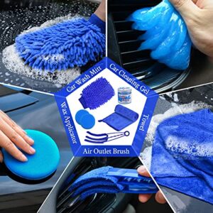 OUTIMI 27PCS Car Detailing Brush Set, Car Detailing kit, Car Detailing Drill Brush Set, Car Detailing Brushes, Auto Polishing Brush, Car Wash Kit with Cleaning Gel, Car Cleaning Tools Kit - Blue