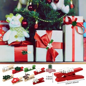 Mini Clothes Pins, Christmas Wooden Photo Clips Small Clothes Pin Tiny Wood Clip for Crafts, Mini Wooden Pegs with 33 ft Jute Twine for Hanging Christmas Card Photo Picture Display (100 Pcs)