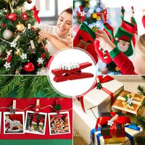 Mini Clothes Pins, Christmas Wooden Photo Clips Small Clothes Pin Tiny Wood Clip for Crafts, Mini Wooden Pegs with 33 ft Jute Twine for Hanging Christmas Card Photo Picture Display (100 Pcs)