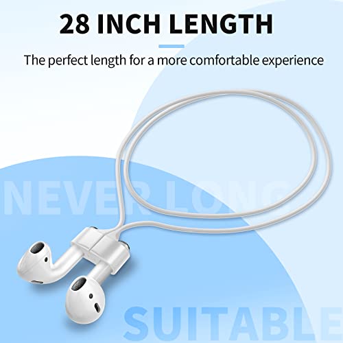 Woyinger Strong Magnetic Airpods Strap, Silicone Anti-Lost Cord Sports Lanyard with Extra Tangle-Free Cable Storage Case, Compatible with Airpods 3rd / 2nd Generation/Pro / 1(White)