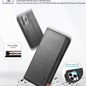 TUCCH Case Wallet for iPhone 14 Pro 6.1", [3 Card Holder] Slots Folio PU Leather Cover, [RFID Blocking] Stand Flip Case with [TPU Shockproof Interior Case] Compatible with iPhone 14 Pro, Classic Black