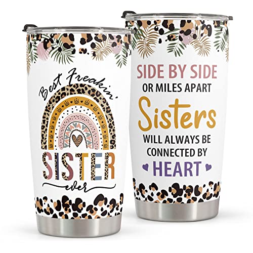 Macorner Sister Gifts From Sister - Stainless Steel Tumbler 20oz Gifts for Sisters - Mothers Day Gift For Sister From Sister - Gift For Best Friend Women Big Sister Little Sister Birthday Gifts