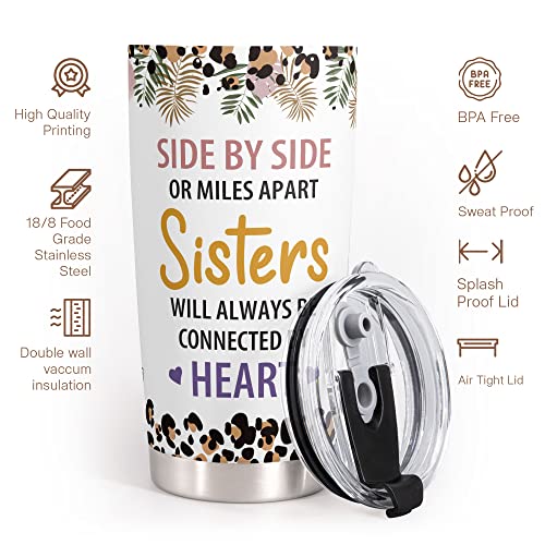 Macorner Sister Gifts From Sister - Stainless Steel Tumbler 20oz Gifts for Sisters - Mothers Day Gift For Sister From Sister - Gift For Best Friend Women Big Sister Little Sister Birthday Gifts