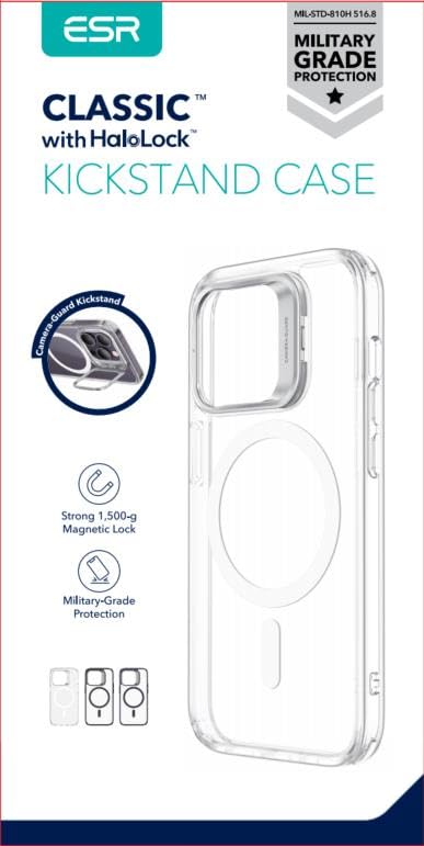 ESR for iPhone 14 Plus Case, Compatible with MagSafe, Built-in Camera Ring Stand, Military-Grade Protection, Magnetic Phone Case for iPhone 14 Plus, Classic Kickstand Case (HaloLock), Clear