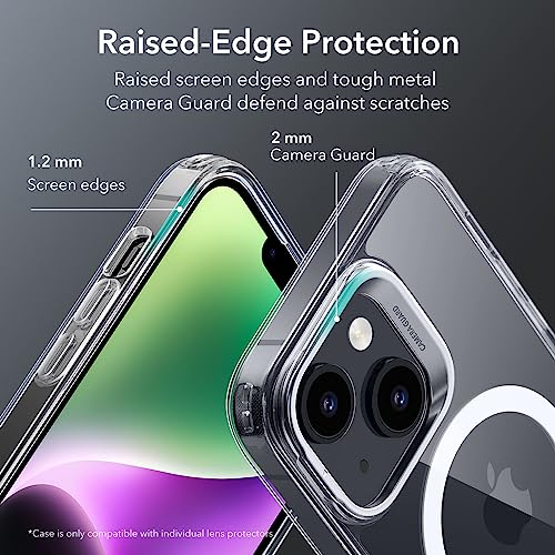 ESR for iPhone 14 Plus Case, Compatible with MagSafe, Built-in Camera Ring Stand, Military-Grade Protection, Magnetic Phone Case for iPhone 14 Plus, Classic Kickstand Case (HaloLock), Clear