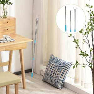 Homoyoyo Outdoor Curtains Closet Pole with Utility Hook, Reach Stick Reach Hooks Clothesline Pole Hooks Garment Pole for Shelf Ceiling Reaching High Items 131cm Sky- blue Living Room