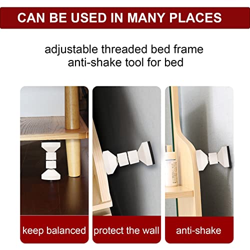 Dualshine 4PCS Adjustable Threaded Bed Frame Anti-Shake Tool, Headboard Stopper Bedside Headboard Bed Stopper Prevent Sliding Stopper for Bed Frame, Bed Stabilizer for Bed Cabinet Sofa (42-110mm)