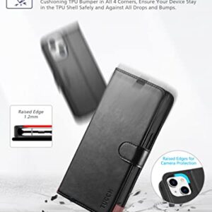 TUCCH Case for iPhone 14 Wallet Case 5G, [RFID Blocking] 4 Card Holder Stand [Shockproof TPU Interior Case] PU Leather Magnetic Protective Flip Cover Compatible with iPhone 14 6.1" 2022, Black