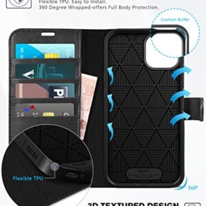 TUCCH Case for iPhone 14 Wallet Case 5G, [RFID Blocking] 4 Card Holder Stand [Shockproof TPU Interior Case] PU Leather Magnetic Protective Flip Cover Compatible with iPhone 14 6.1" 2022, Black