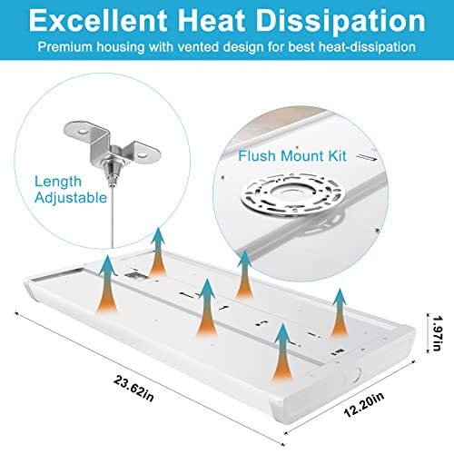 Lightdot 6 Pack LED High Bay Shop Light, 2FT (Large Area Illumination) 150W 21500LM [Eqv.600W MH/HPS] 5000K Daylight Linear Hanging Light for Warehouse, Energy Saving Upto 5600KW*6/5Yrs(5Hrs/Day)