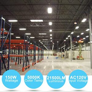 Lightdot 6 Pack LED High Bay Shop Light, 2FT (Large Area Illumination) 150W 21500LM [Eqv.600W MH/HPS] 5000K Daylight Linear Hanging Light for Warehouse, Energy Saving Upto 5600KW*6/5Yrs(5Hrs/Day)