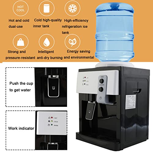 EWANYO Top Loading Water Cooler Water Dispenser Countertop Water Cooler Dispenser- Hot Cold and Room Temperature Water, Holds 1.2 to 5 Gallon Bottles for Home/Office/Dormitory Use