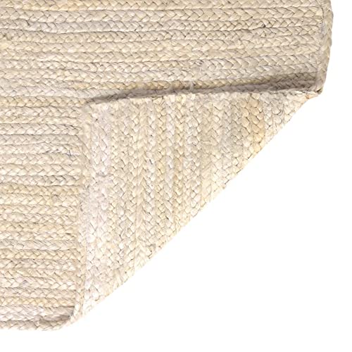 Avgari Creation RUG Jute Natural Hand Braided Rug Rectangle White Handmade Natural Fiber Area Carpet Kitchen, Hallway Rugs For Living-90x150 CM