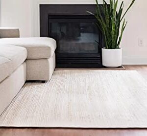 Avgari Creation RUG Jute Natural Hand Braided Rug Rectangle White Handmade Natural Fiber Area Carpet Kitchen, Hallway Rugs For Living-90x150 CM