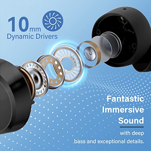 Bluetooth Headphones Wireless Earbuds 60Hrs Playtime with Dual Power Display Charging Case & IPX7 Waterproof Touch Control Stereo Earphones in-Ear Microphone Headset Deep Bass for iPhone & Android