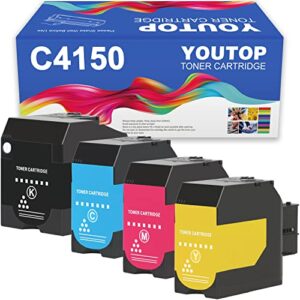 youtop remanufactured 4pk 24b6519 24b6516 24b6517 24b6518 toner cartridge replacement for lexmark c4150