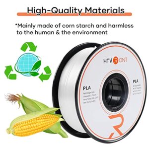 HTVRONT PLA 3D Printer Filament - White PLA Filament 1.75mm, 1KG Spool(2.2lbs), Dimensional Accuracy +/- 0.02mm, No Breaking & Tangling, Clog Free 3D Printing Filament Suitable for Most FDM Printer