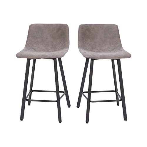 Flash Furniture Caleb Modern Armless 24 Inch Counter Height Stools Commercial Grade with Footrests and Matte Metal Frames, Set of 2