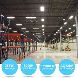 Lightdot 4 Pack LED High Bay Shop Light, 4FT (Large Area Illumination) 265W 37100LM [Eqv.1060W MH/HPS] 5000K Linear Hanging Light for Warehouse, Energy Saving Upto 10000KW*4/5Yrs(5Hrs/Day)