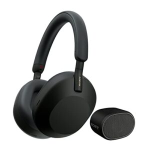 sony wh-1000xm5 wireless noise canceling over-ear headphones (black) extra bass portable bluetooth speaker bundle (2 items)