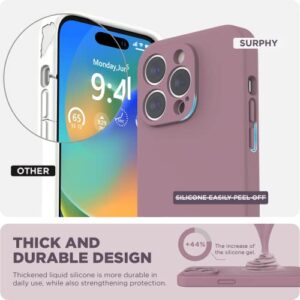 SURPHY Designed for iPhone 14 Pro Case with Screen Protector, (Camera Protection + Soft Microfiber Lining) Liquid Silicone Phone Case, Lilac Purple