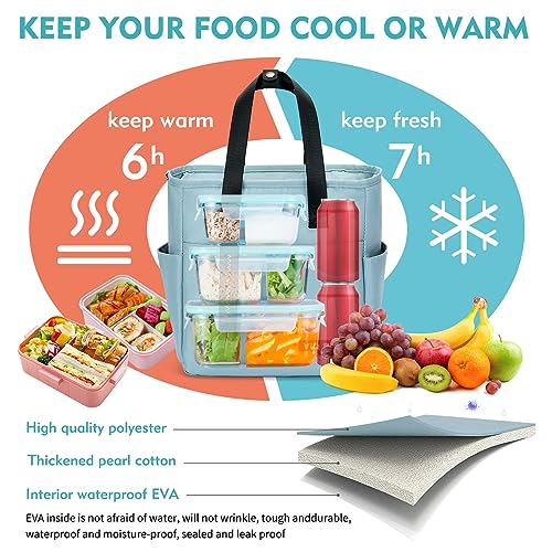 YiQ RiC Insulated Lunch Bag for Women/Men - Reusable Lunch Sack for Office Work University Picnic Beach Camping- Leakproof Cooler Tote Bag Freezable Lunch Bag for Adult （14 years old or above）