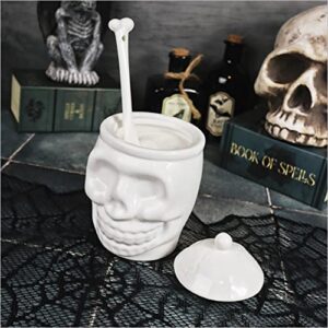 BELL BOOK AND CANDLE Sugar Skull Sugar Bowl With Bone Spoon - 12 Oz - Spooky Valentines Day Gifts, Goth Valentines Day Decor -Witchy Gifts, Goth Gifts For Women, Spooky Gifts - Spooky Gothic Tea Set