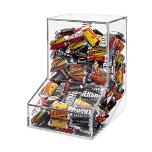 SimplyImagine Acrylic Candy Dispenser Bin with 2 Lids for Bulk Candy Storage - Bubble Gum, Lollipops, Chocolate and More Snacks - For Home, Desktop, Tabletop or Wall Mount Use