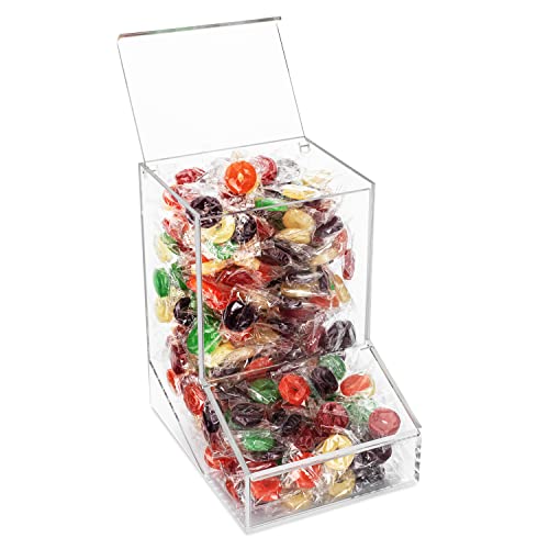 SimplyImagine Acrylic Candy Dispenser Bin with 2 Lids for Bulk Candy Storage - Bubble Gum, Lollipops, Chocolate and More Snacks - For Home, Desktop, Tabletop or Wall Mount Use