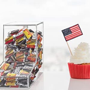 SimplyImagine Acrylic Candy Dispenser Bin with 2 Lids for Bulk Candy Storage - Bubble Gum, Lollipops, Chocolate and More Snacks - For Home, Desktop, Tabletop or Wall Mount Use