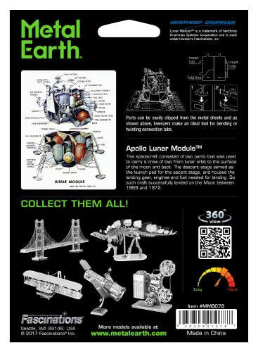 Metal Earth Apollo Lunar Module 3D Metal Model Kit Bundle with Tweezers Fascinations