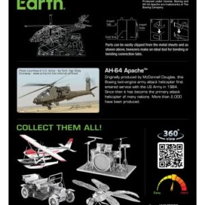 Metal Earth Fascinations AH-64 Apache 3D Metal Model Kit Bundle with Tweezers