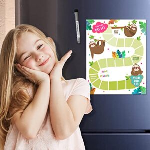 Magnetic Chore Chart for Kids- Sloth Themed Reward Chart-Organizational Reward Planner - Good Behavior Chart for Kids at Home, Magnetic Reward Behavior Star Chore Chart - 8 x 10 inch